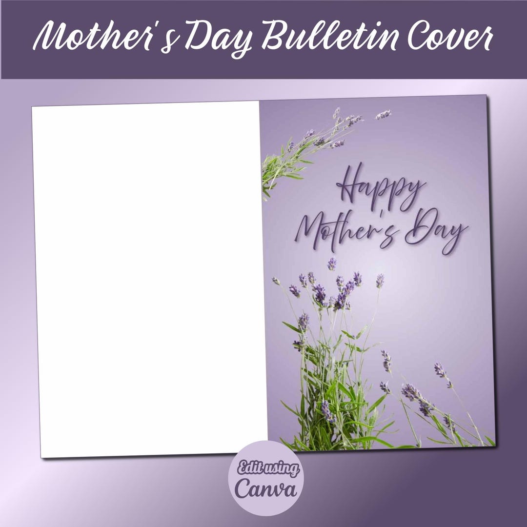 Editable Mother's Day Bulletin Cover | Instant Download Canva Template ...