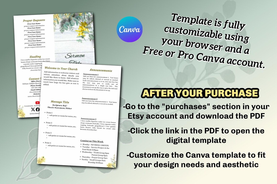 Fully Customizable Church Worship Folder/bulletin Instant Download ...