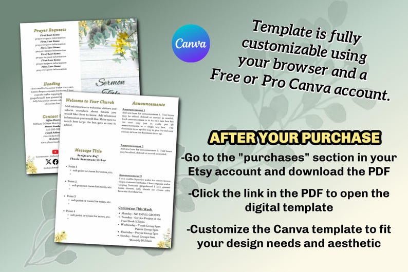 Fully Customizable Church Worship Folder/bulletin Instant Download ...