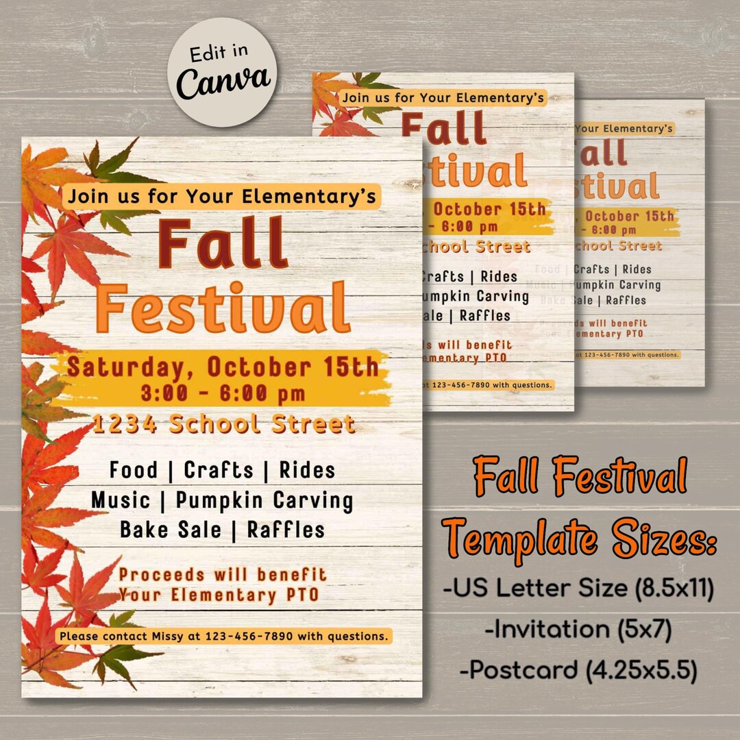 Fall Festival Flyer Fall Festival Invitation and Postcard Church or ...
