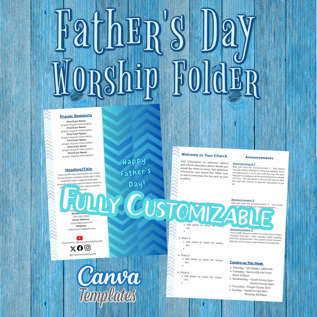 Fully Editable FATHER'S DAY Worship Folder. Instantly Download a ...