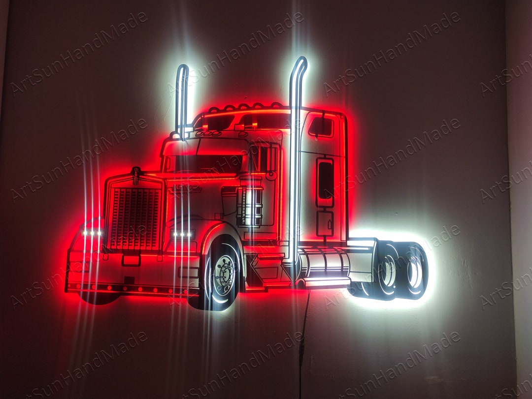 Kenworth Semi Truck, American Truck,led Metal Sign, Wall Art, Semi ...