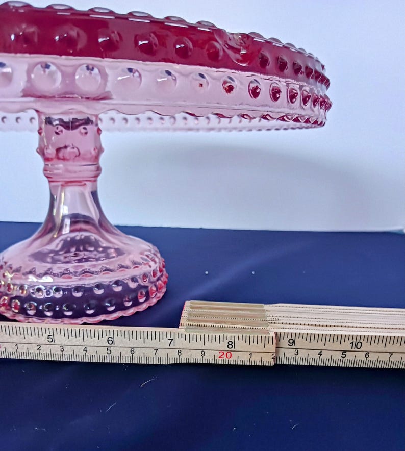 L.E Smith Vintage Pink Hobnail Glass Cake Stand Minor Chip, Beautiful ...
