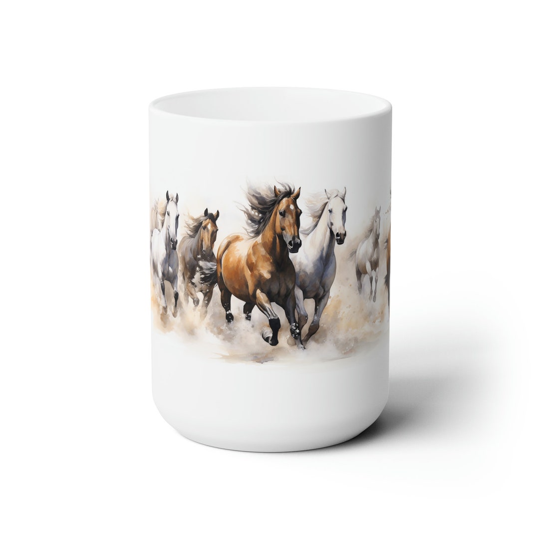 Galloping Horses Mug, Running Horses Cup, Horse Coffee and Tea Cup ...