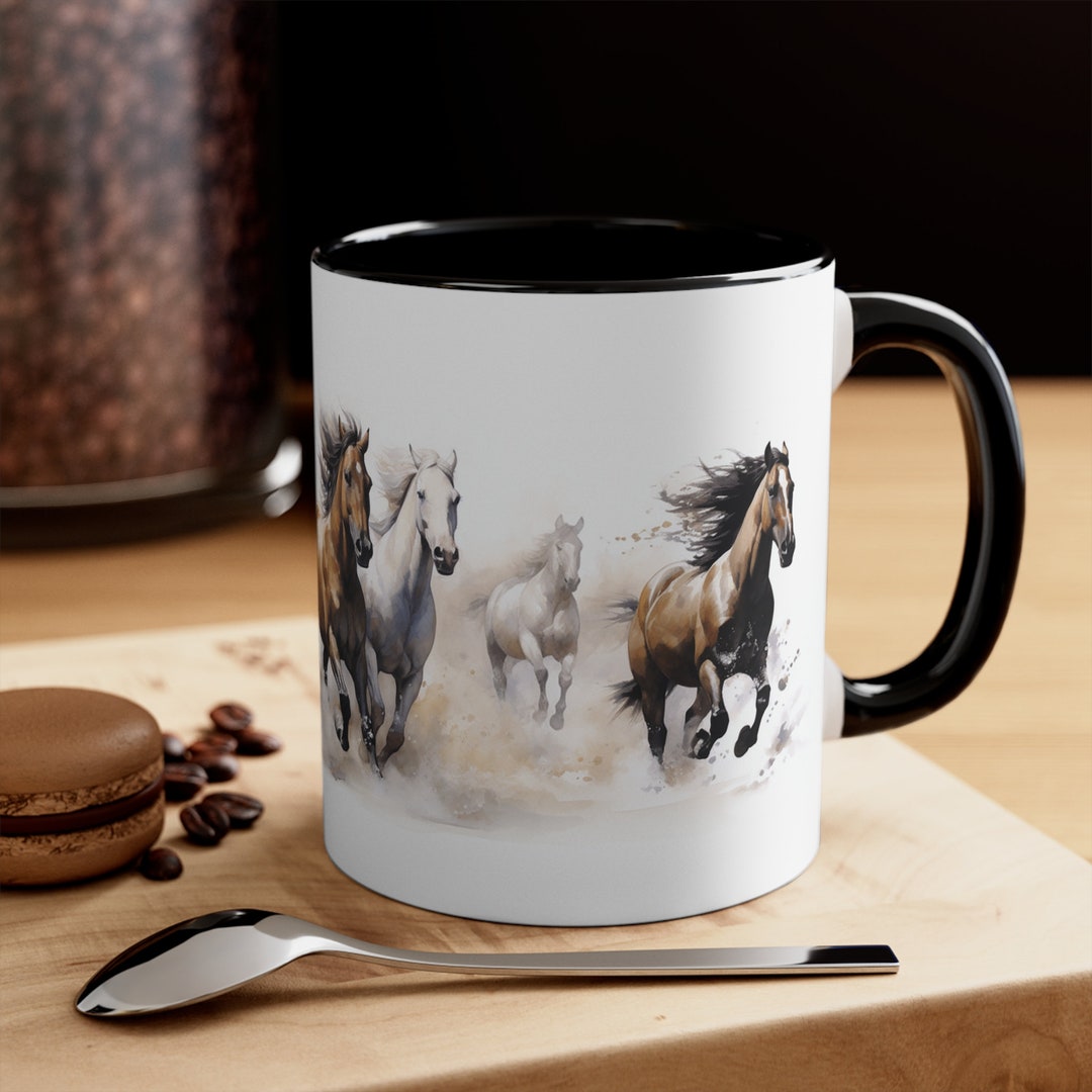 Galloping Horses Mug, Running Horses Cup, Horse Coffee and Tea Cup ...
