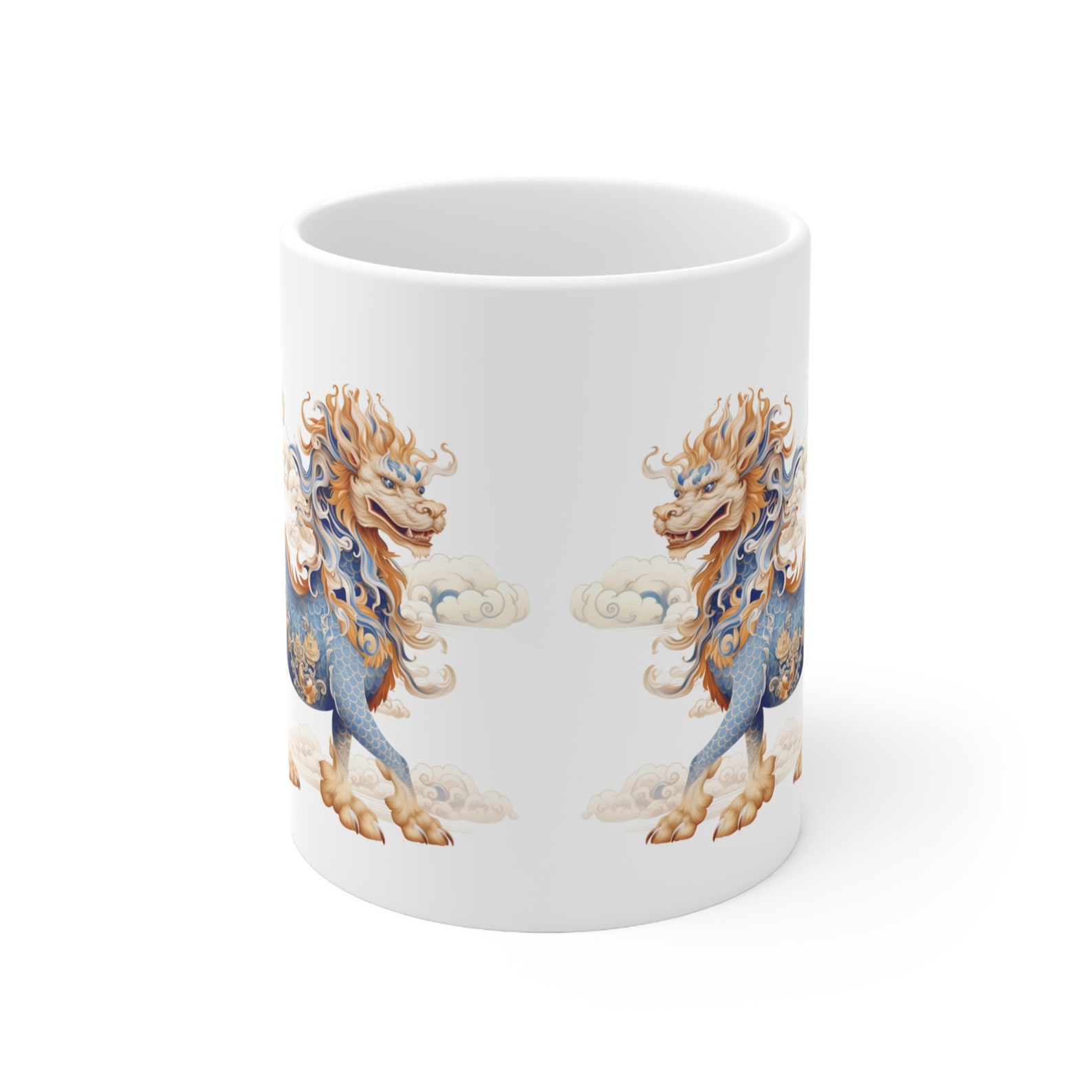 Qilin Mythical Beast Mug, Kirin Mug, Chinese Unicorn Mug, Qilin Ceramic ...