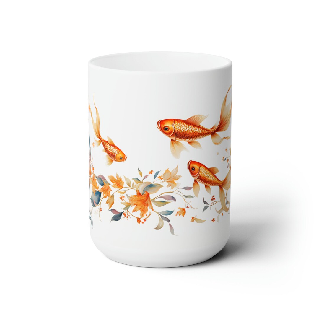 Koi Fish Mug, Ceramic Koi Carp Mug, Koi Goldfish, Koi Coffee Cup, Fish ...