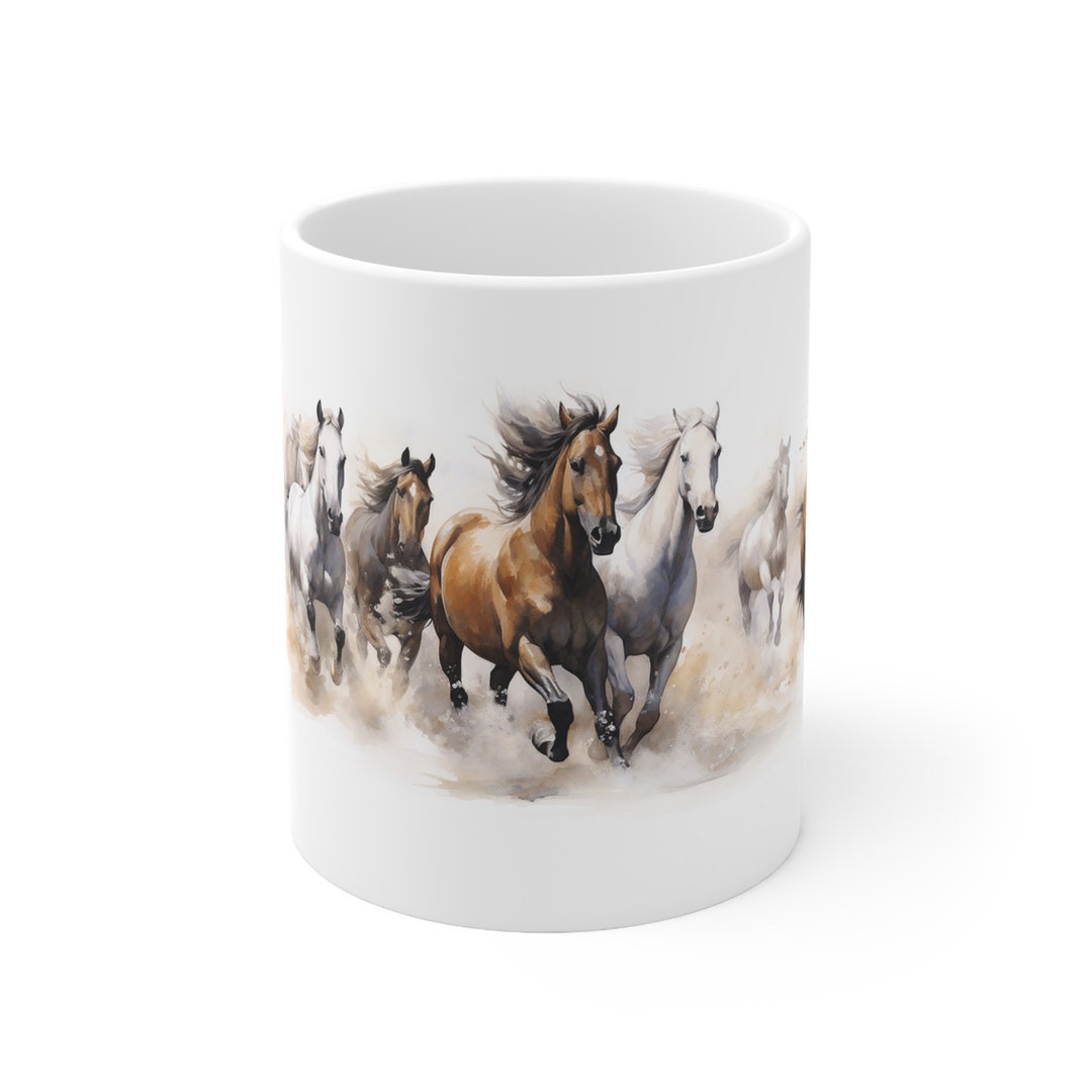 Galloping Horses Mug, Running Horses Cup, Horse Coffee and Tea Cup ...