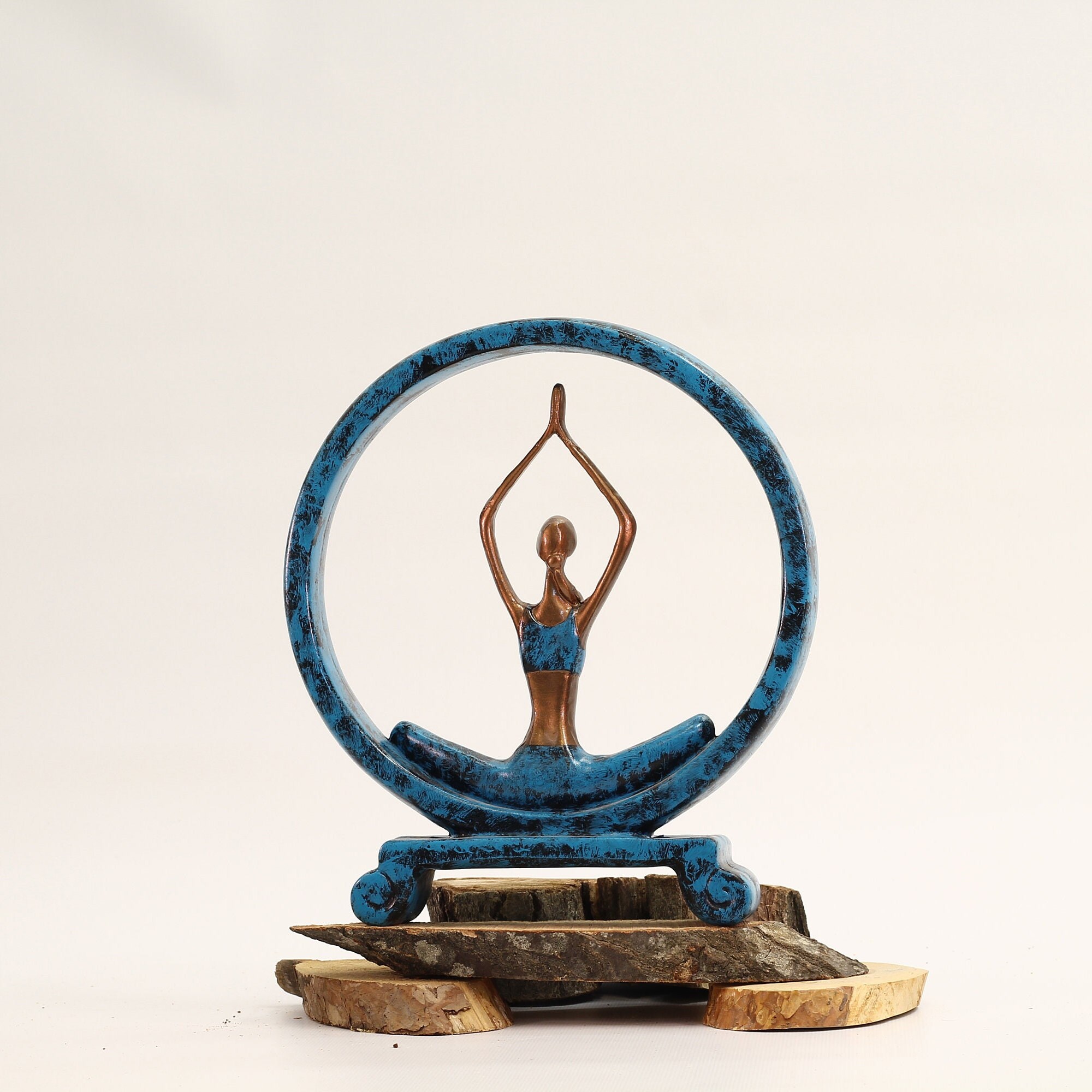 Blue Meditating Woman Statue Woman Yoga Sculpture Room Decor Self Love ...