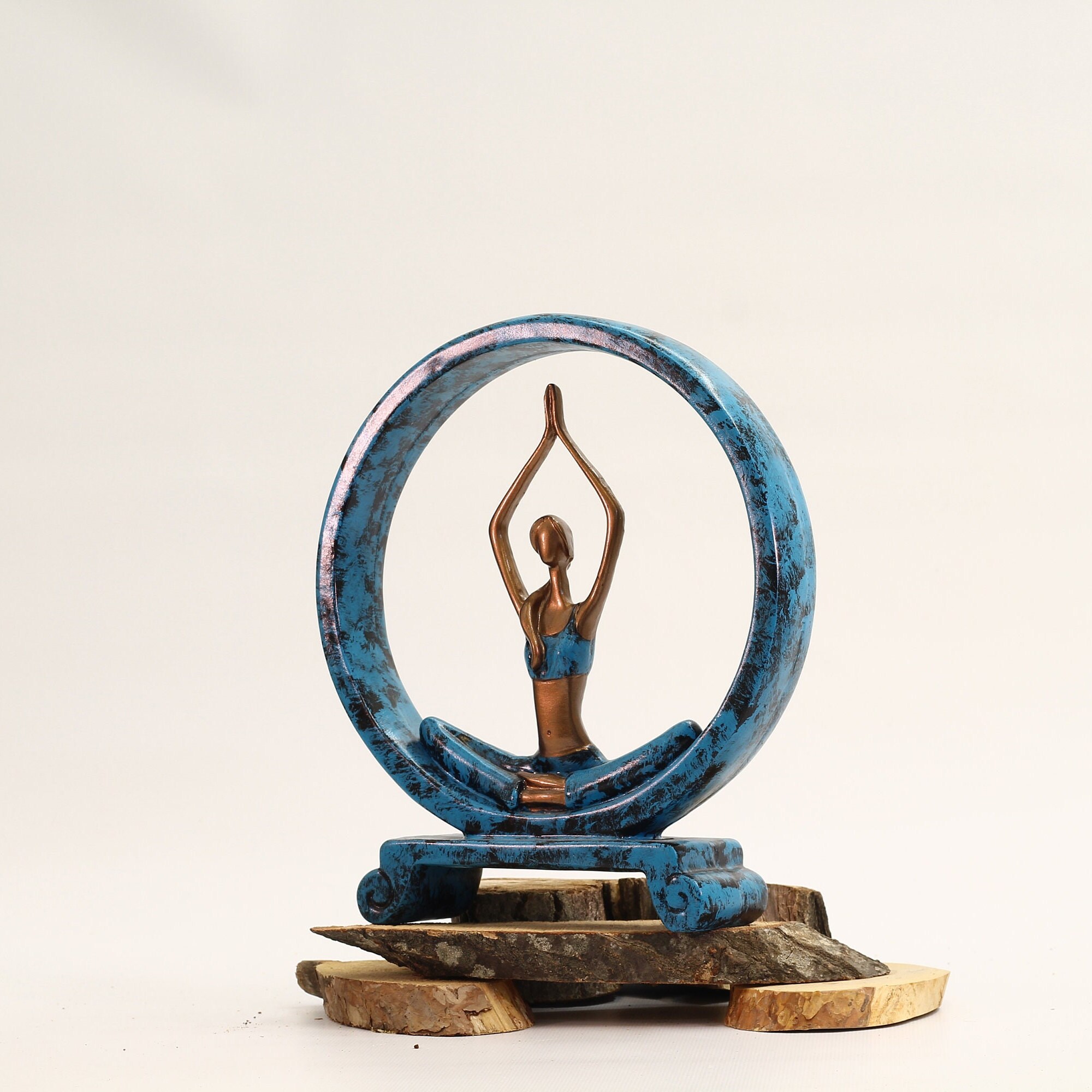 Blue Meditating Woman Statue Woman Yoga Sculpture Room Decor Self Love ...