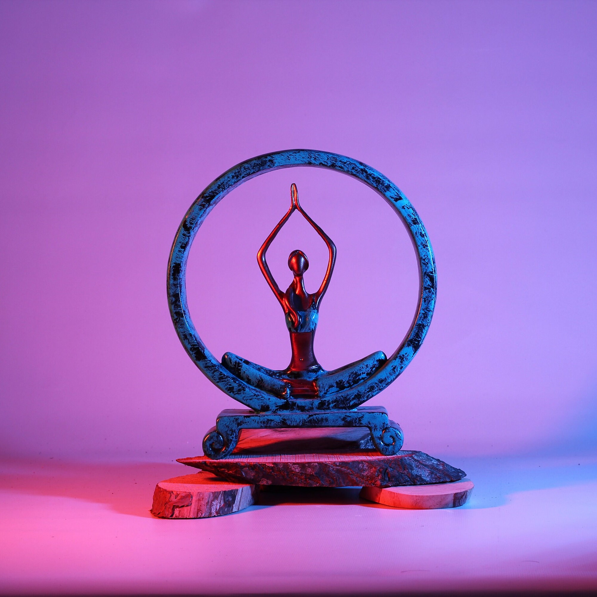 Blue Meditating Woman Statue Woman Yoga Sculpture Room Decor Self Love ...