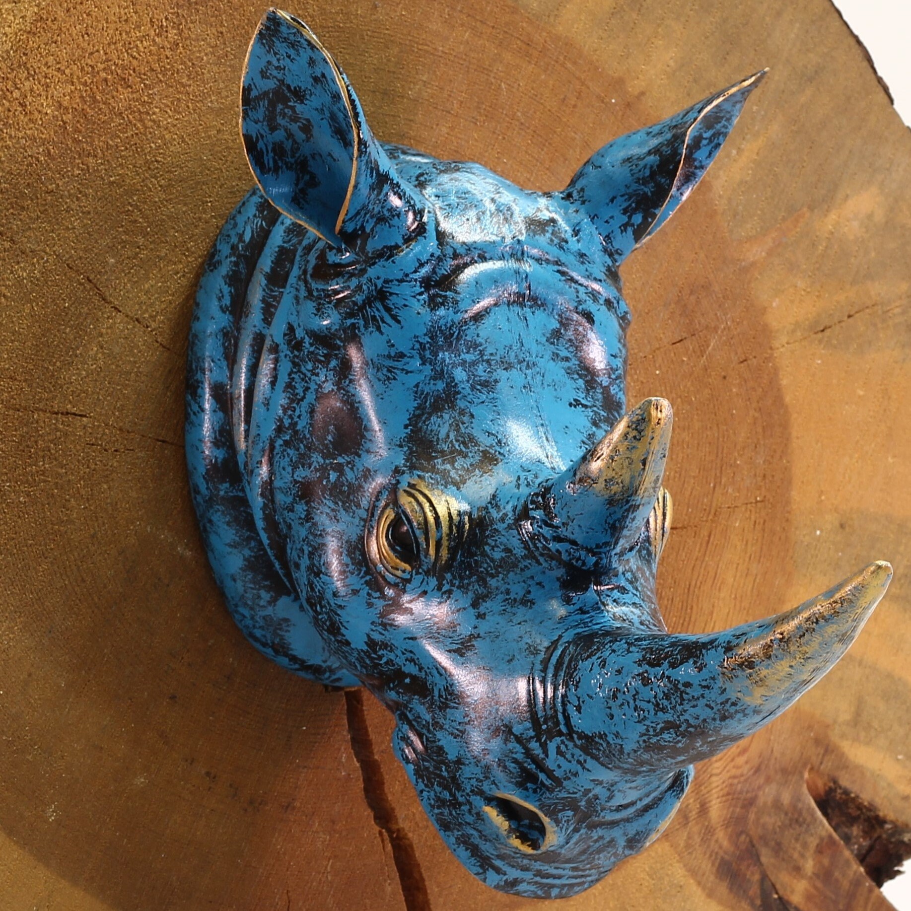 Blue Rhinoceros Head Wall Decor Rhino Head Wall Hanging - Etsy