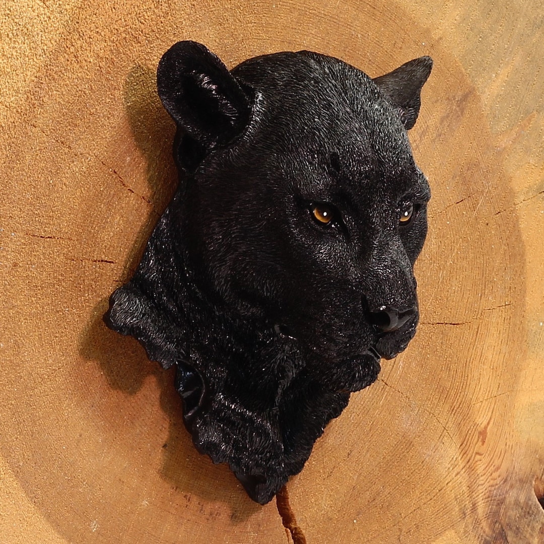 Black Puma Head Wall Decor: Polyester and Marble Sculpture - Etsy