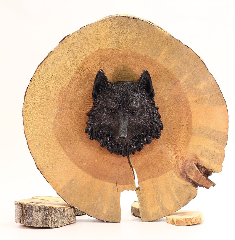 Black Wolf Head Wall Decor: Handmade Animal Wall Art - Etsy
