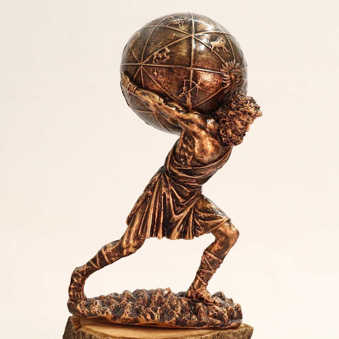 Atlas Statue: 12" Greek Titan Holding Globe Sculpture - Etsy