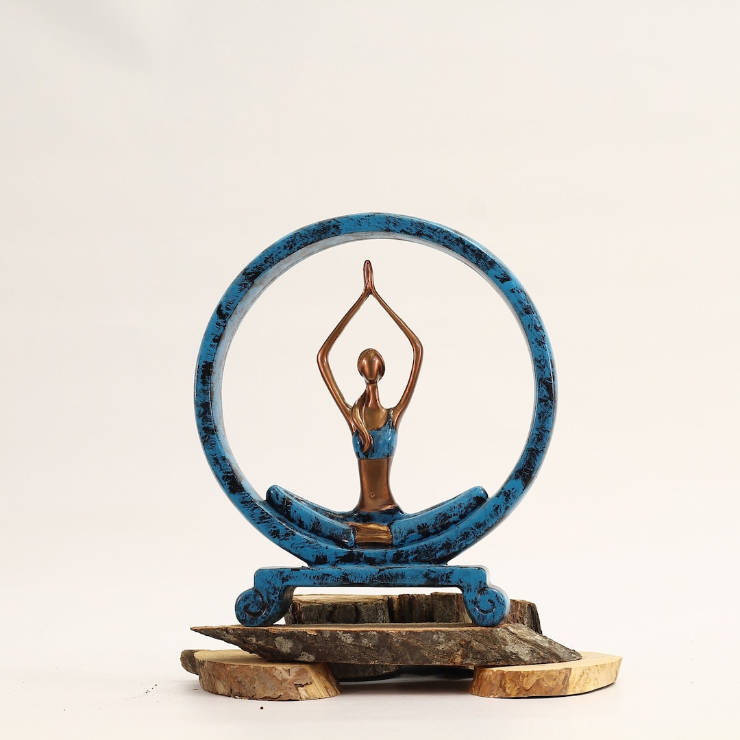 Blue Meditating Woman Statue - Woman Yoga Sculpture - Room Decor - Self ...