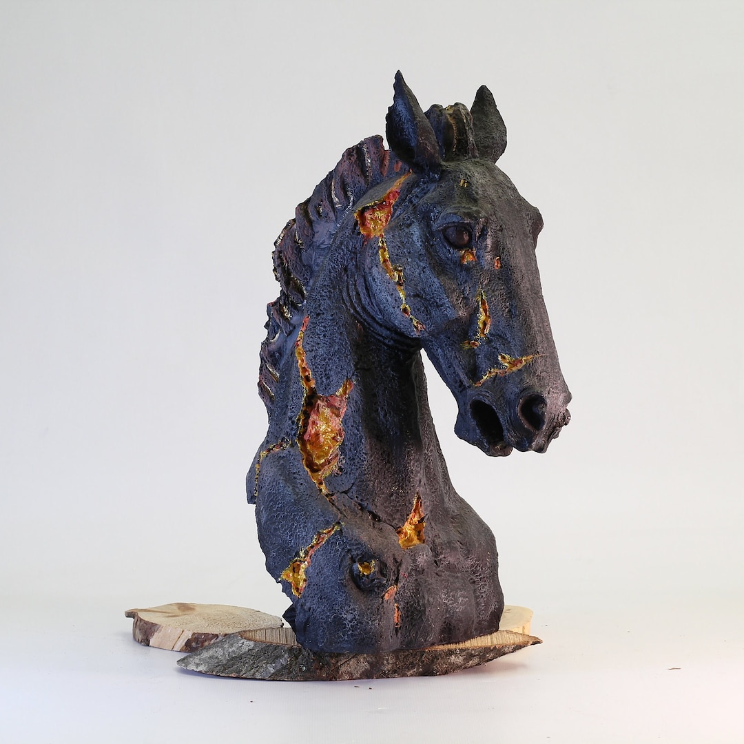 Large Horse Bust Statue - Stallion Horse Sculpture - Gift for Dad ...