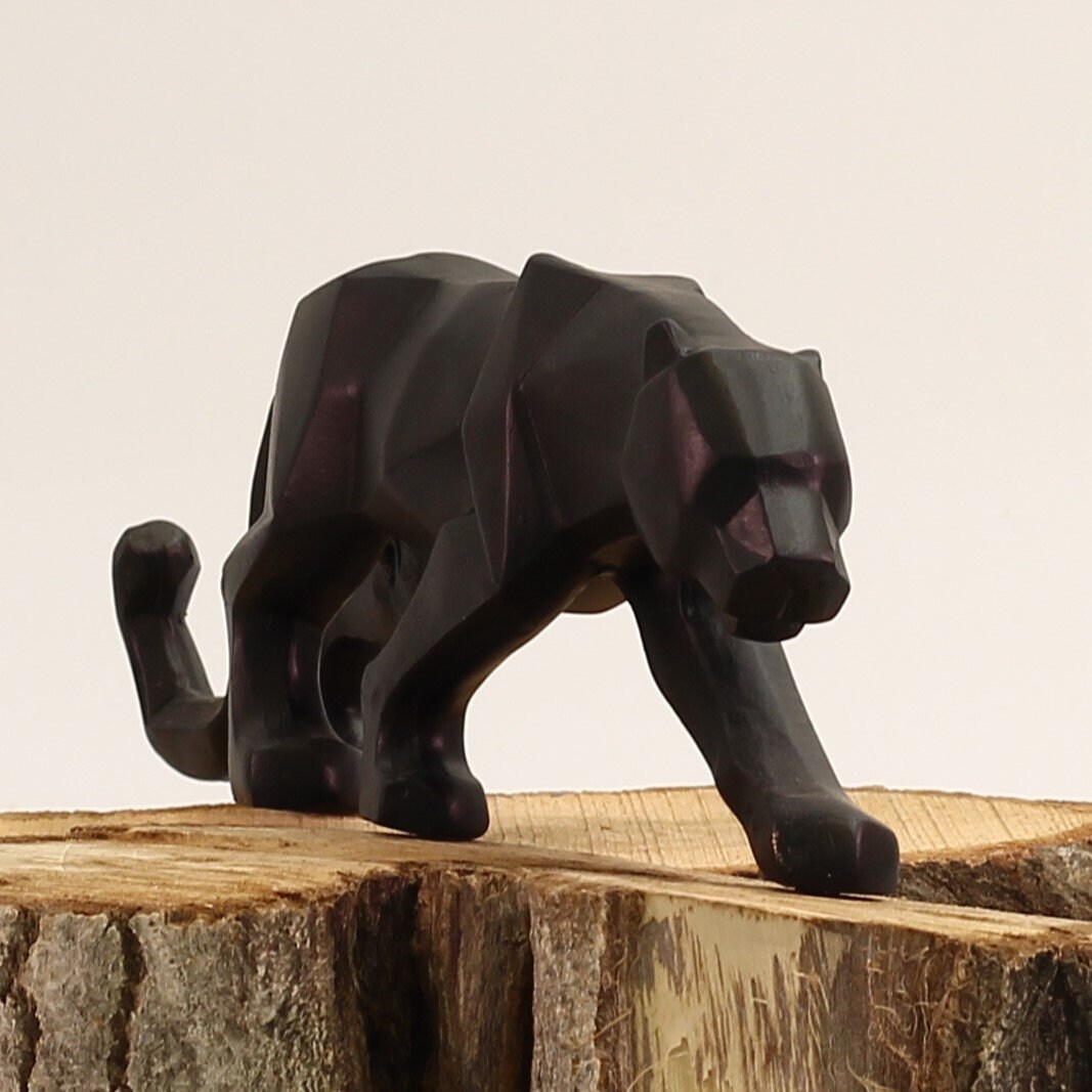 Cubic Puma Statue Minimalist Black Panther Sculpture Cat Lover Gift ...