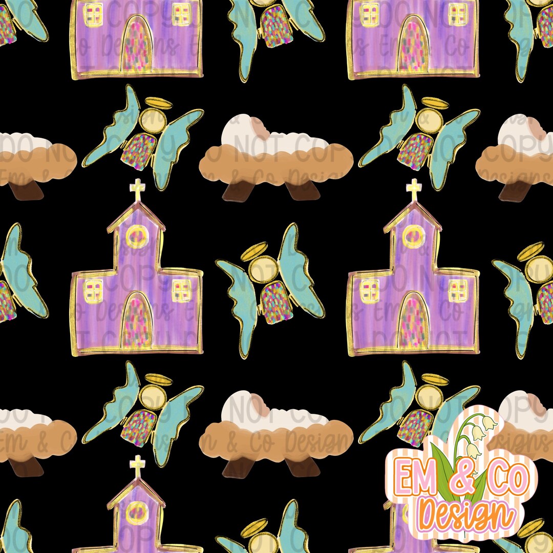 Nativity Seamless Pattern | Angel Manger Church Christian Christmas ...