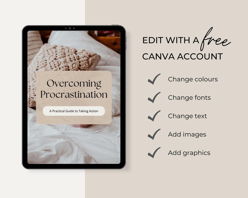 Editable Procrastination Workbook: Canva Templates for Focus, Time ...
