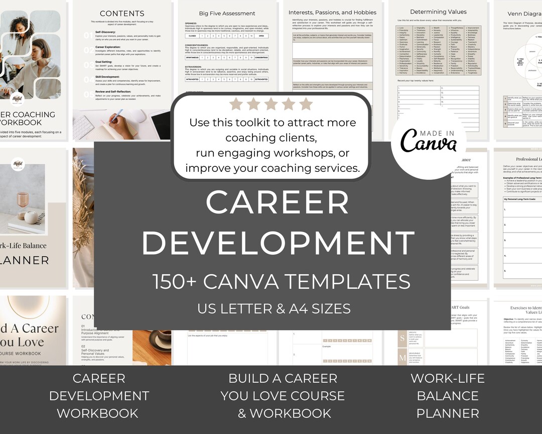 Comprehensive Career Development Kit: Editable Canva Templates, Work ...