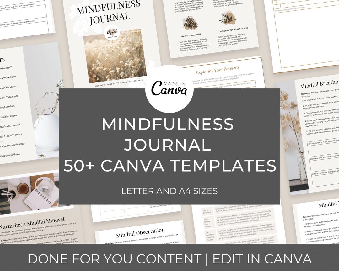 Personalized Mindfulness Journal: Canva Templates for Growth ...