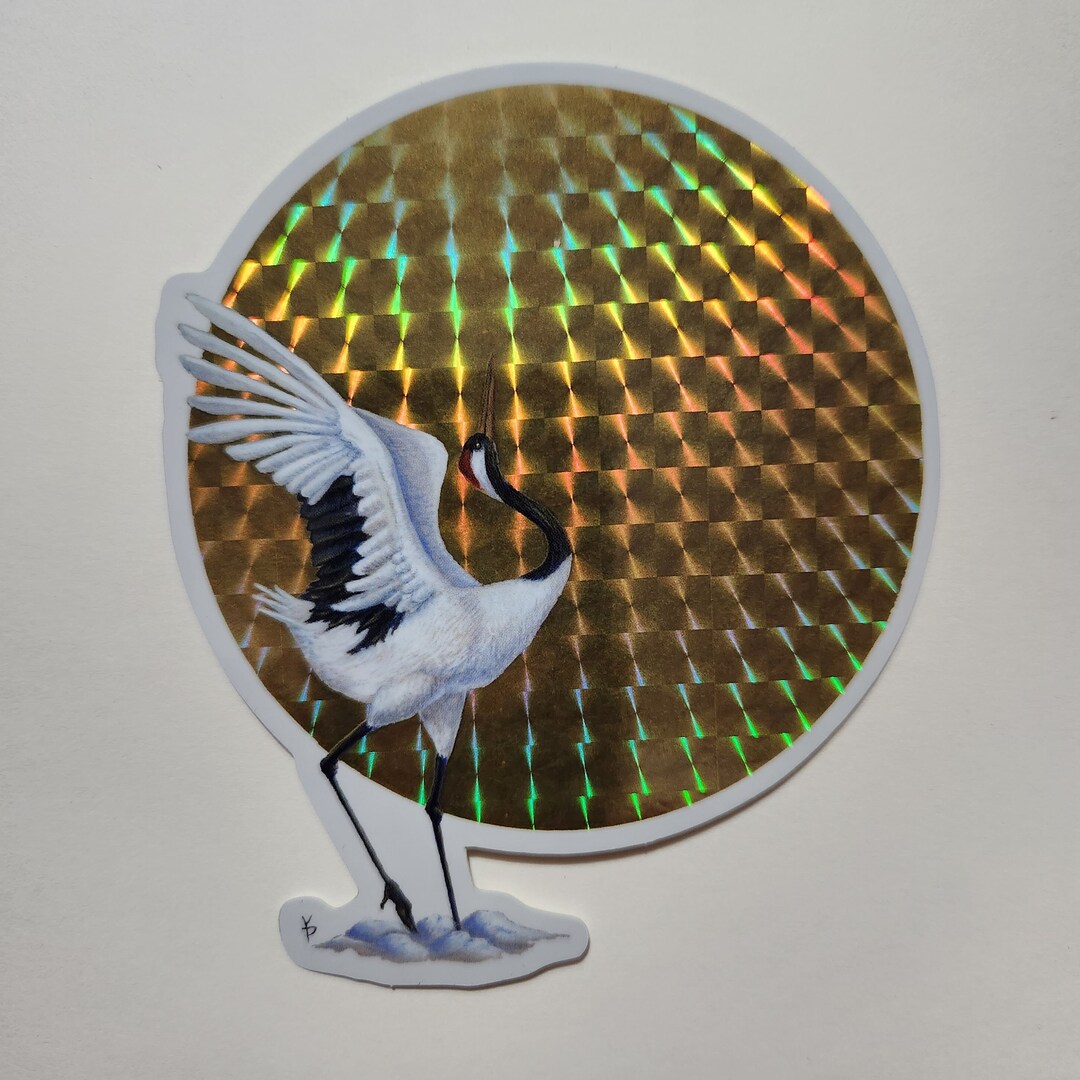 Japanese Red-crowned Crane Vinyl Sticker - Etsy