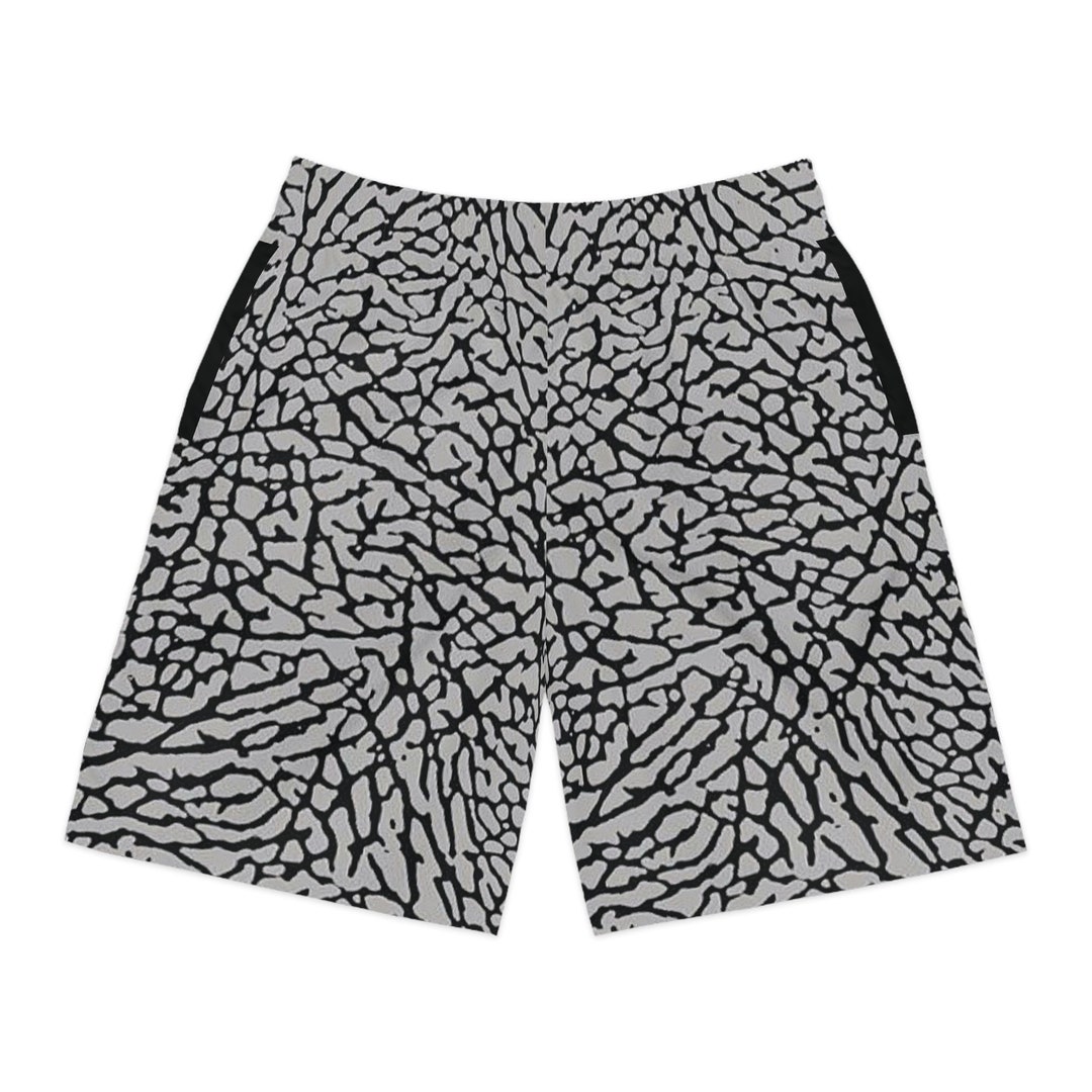 Elephant Print Custom Men's Jogger Shorts AOP, Elephant, Animals, Style ...