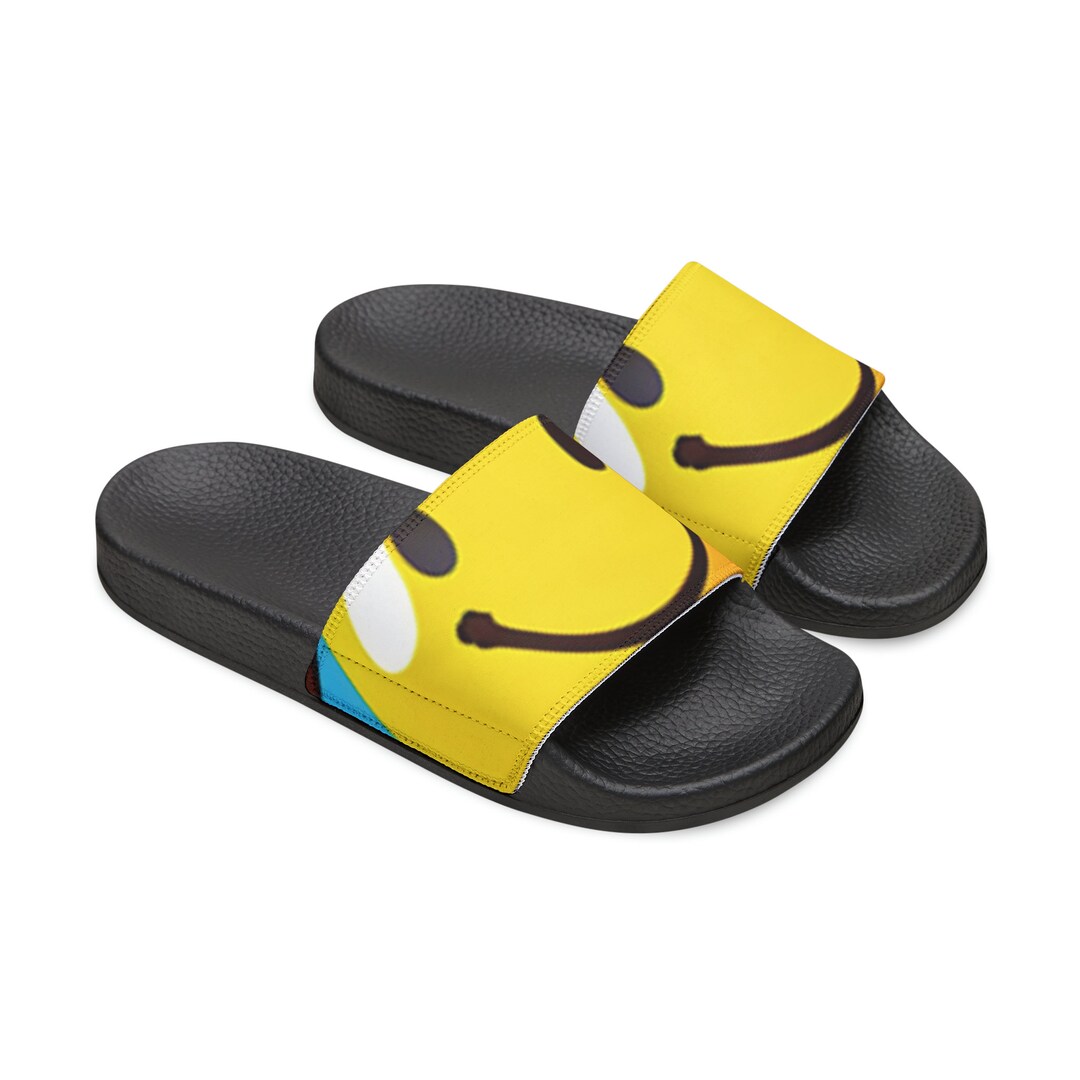 Smiley Face Custom Men's PU Slide Sandals Silly Fun - Etsy