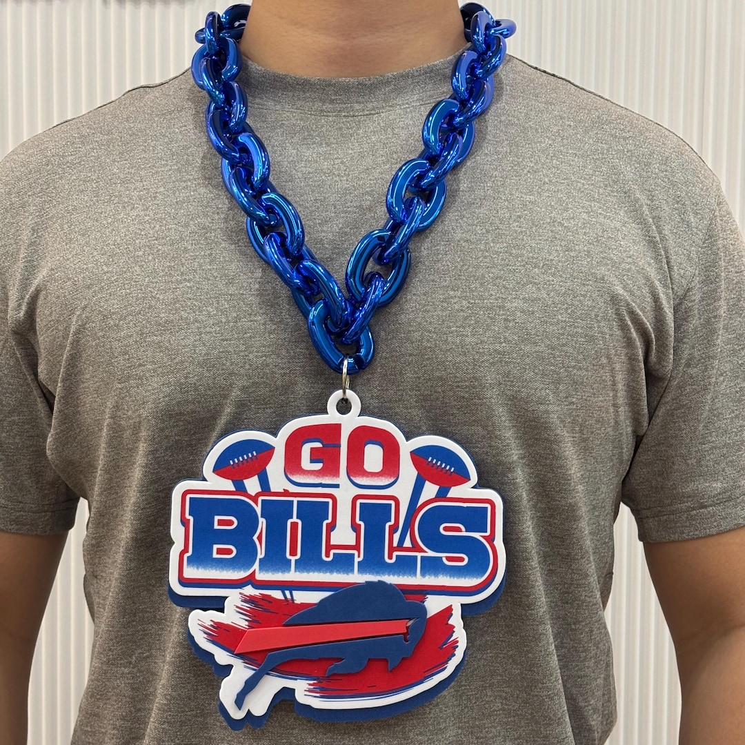Buffalo Bills go Bills Big Chain Necklace Blue and Gold Oversized Fan ...