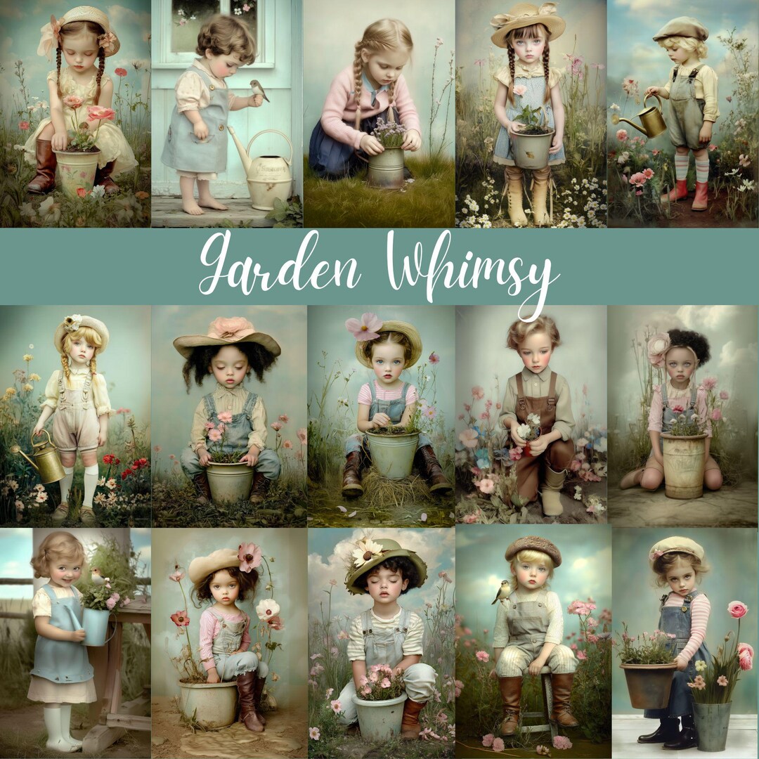 Spring Garden Whimsy Clipart: Whimsical Children Floral Illustrations ...