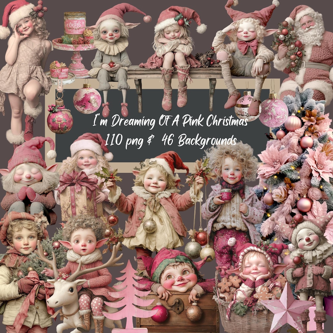 I Am Dreaming of A Pink Christmas , Vintage Christmas Elves, Elf ...