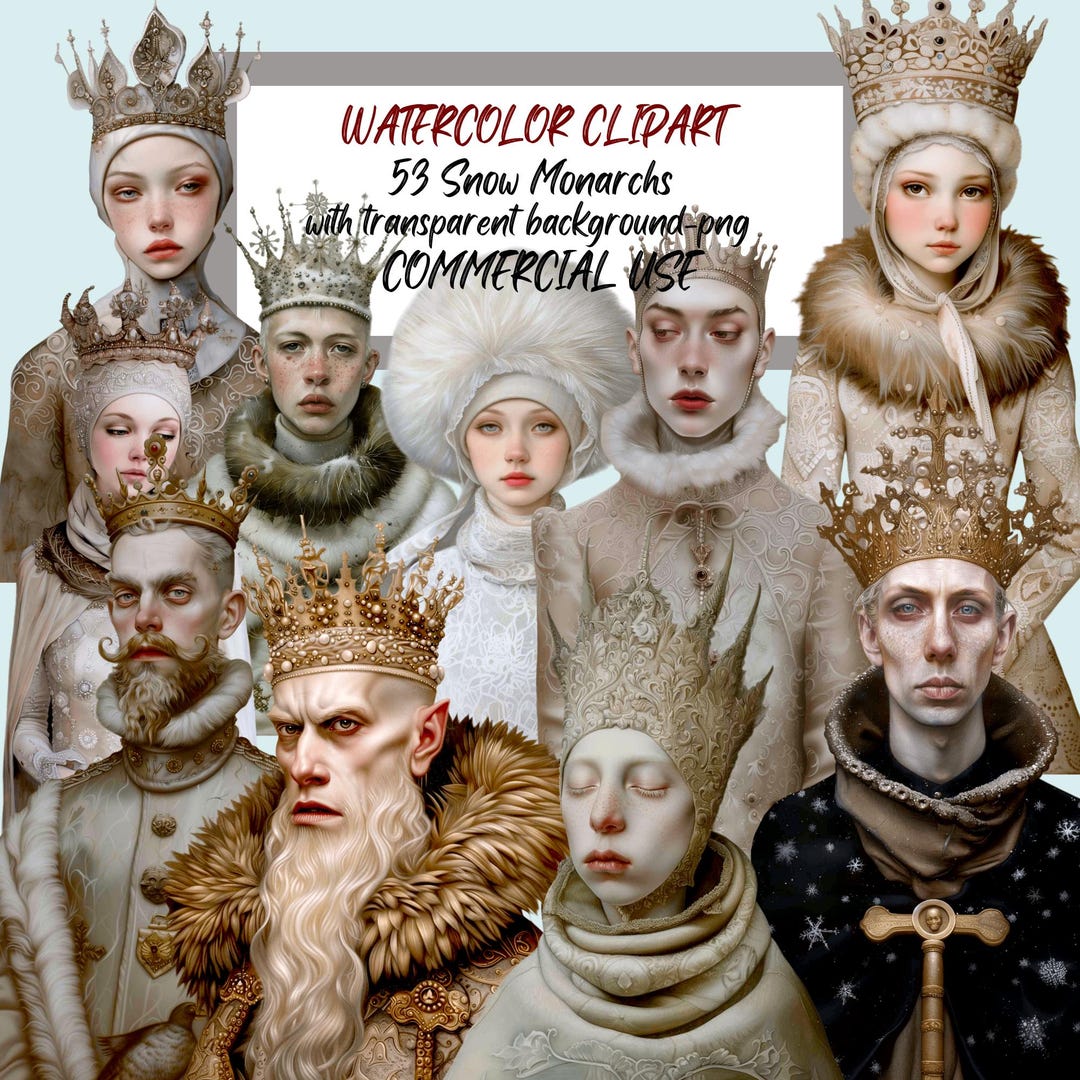 Winter Fairytale Clipart: Snow Monarchs, Queens, Kings (pngs for ...