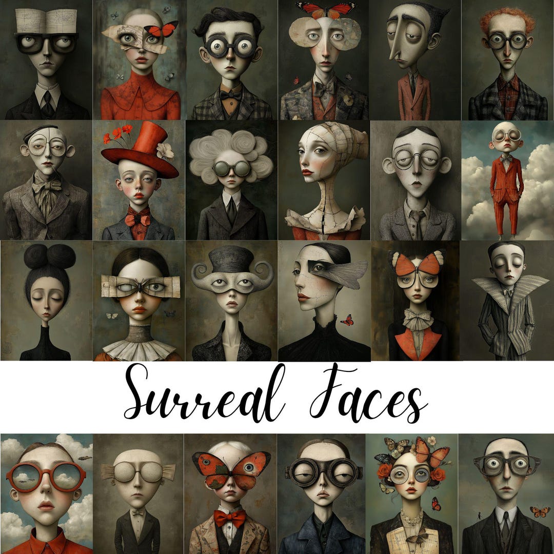 Surreal Faces Art: Peculiar People Portraits for Junk Journals (73 JPG ...