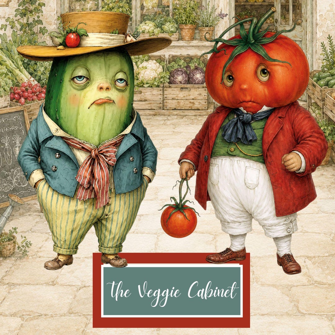 Printable Paper Dolls ,Vegetable Characters Clipart Bundle, 40 Surreal ...