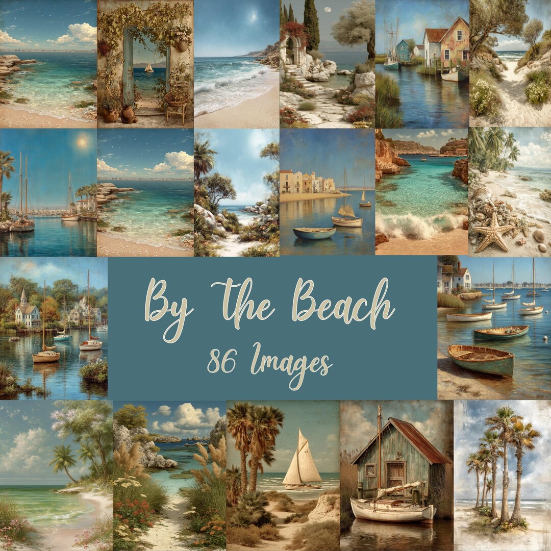 Coastal Clipart Backgrounds: 86 Beach & Ocean Digital Scenes - Etsy