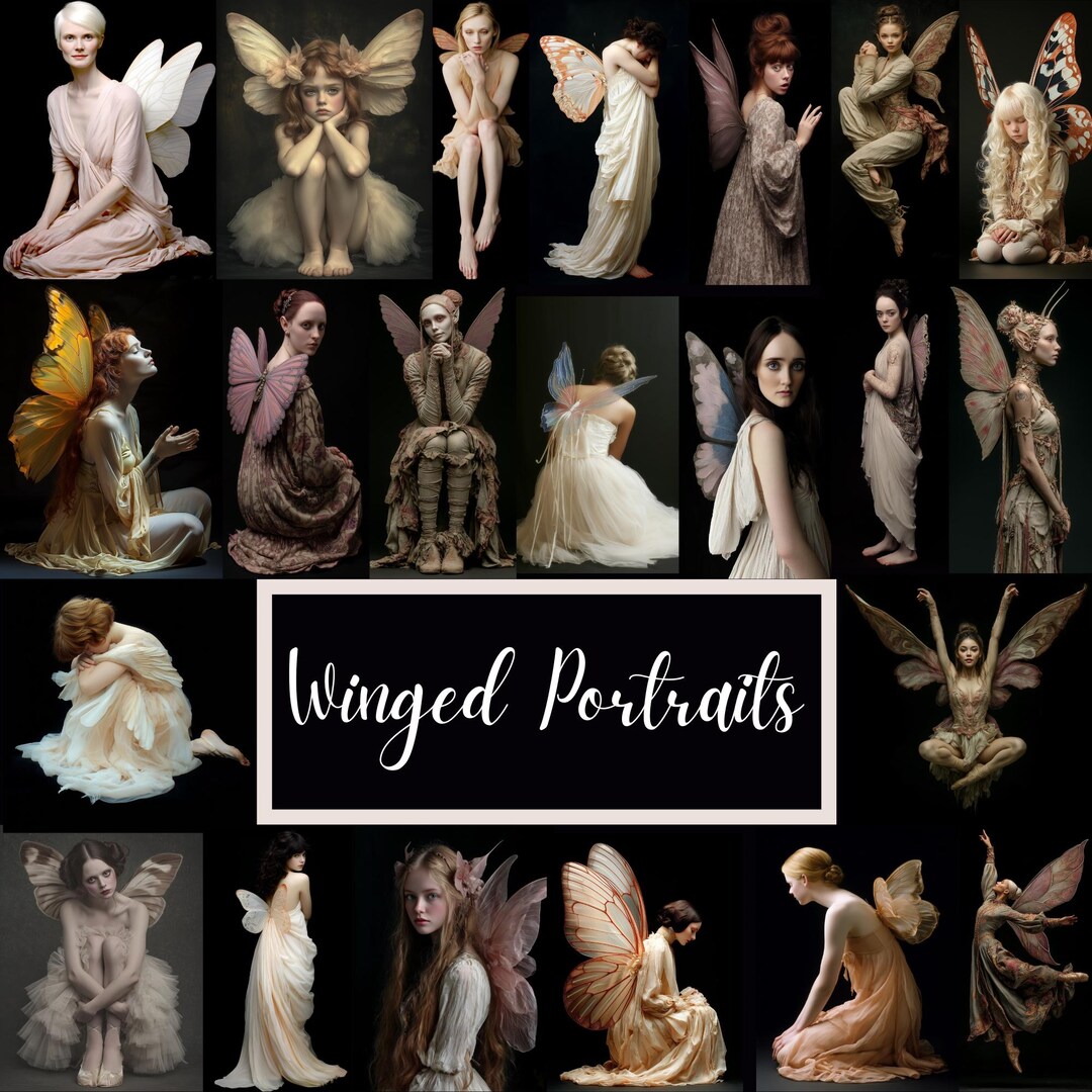 Winged Woman Portrait Clipart: Fantasy Art Pngs for Scrapbooking ...
