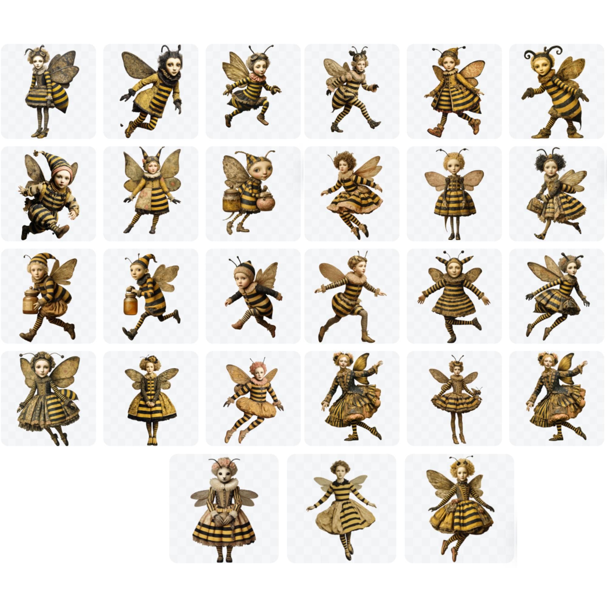 Busy Bees PNG Clipart: Junk Journal & Scrapbook Embellishments (digital ...
