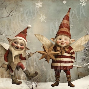 A Rustic Neutral Christmas - Neutral Rustic Vintage Christmas Elves ...