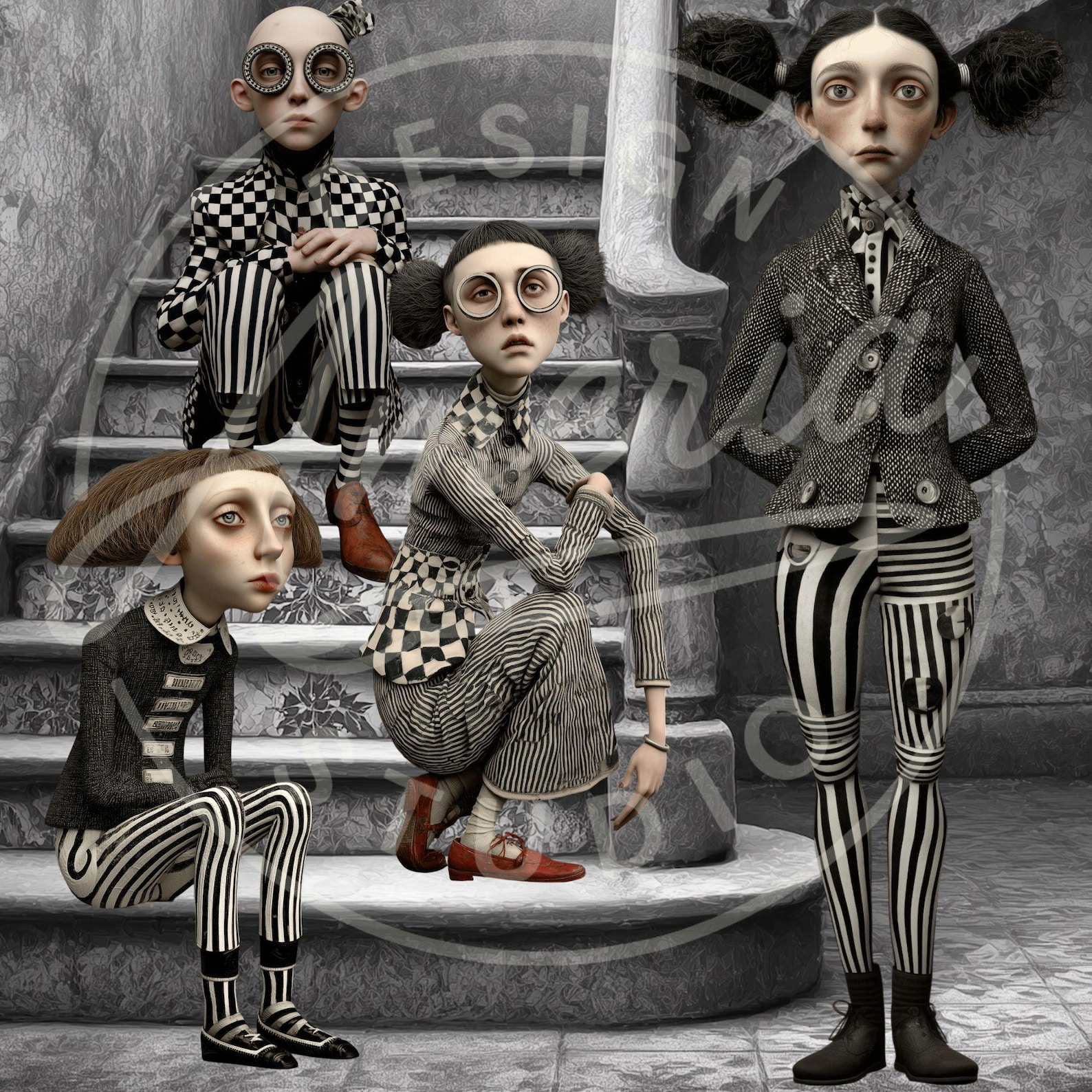 Striped Whimsy | Quirky & Peculiar People Clipart 136 PNG + 68 ...