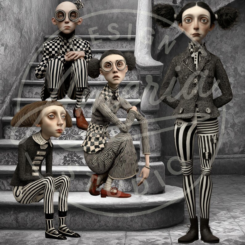 Striped Whimsy | Quirky & Peculiar People Clipart 136 PNG + 68 ...
