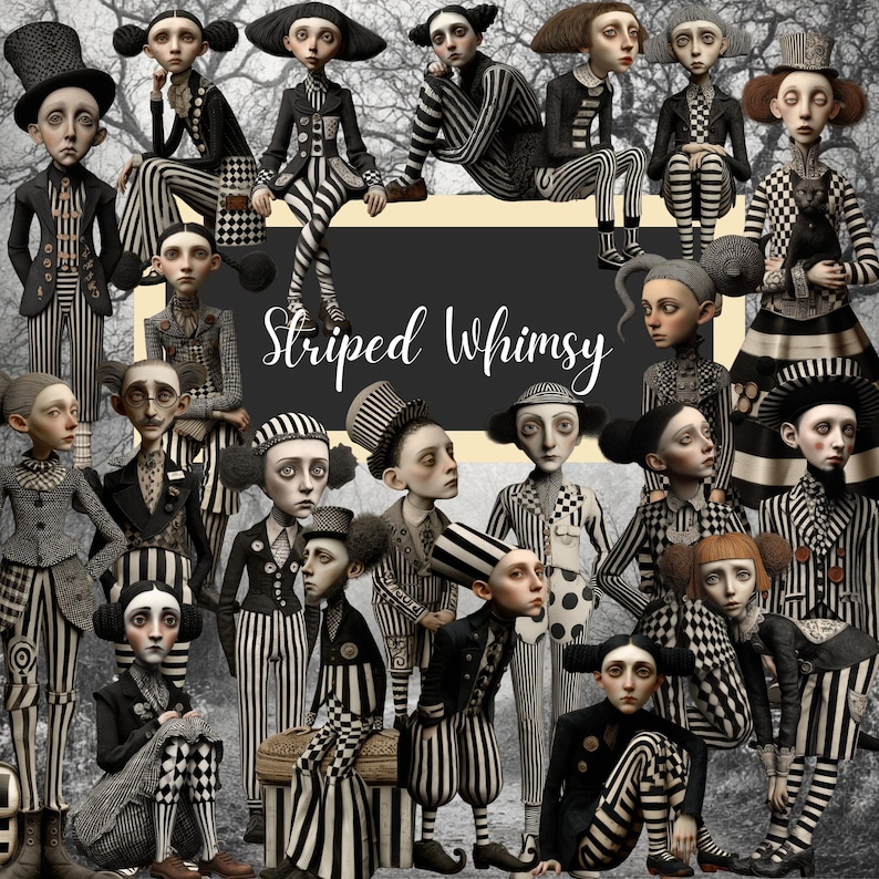Striped Whimsy | Quirky & Peculiar People Clipart 136 PNG + 68 ...