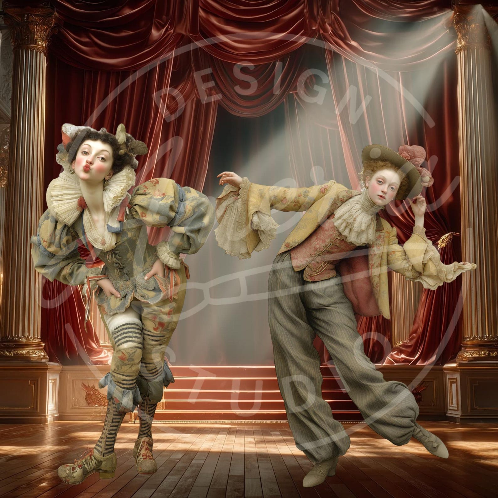 ヴィンテージ劇場クリップアート：俳優、女優、背景（PNGデジタルダウンロード） - 演劇の夢 Vol. 1 - Etsy 日本