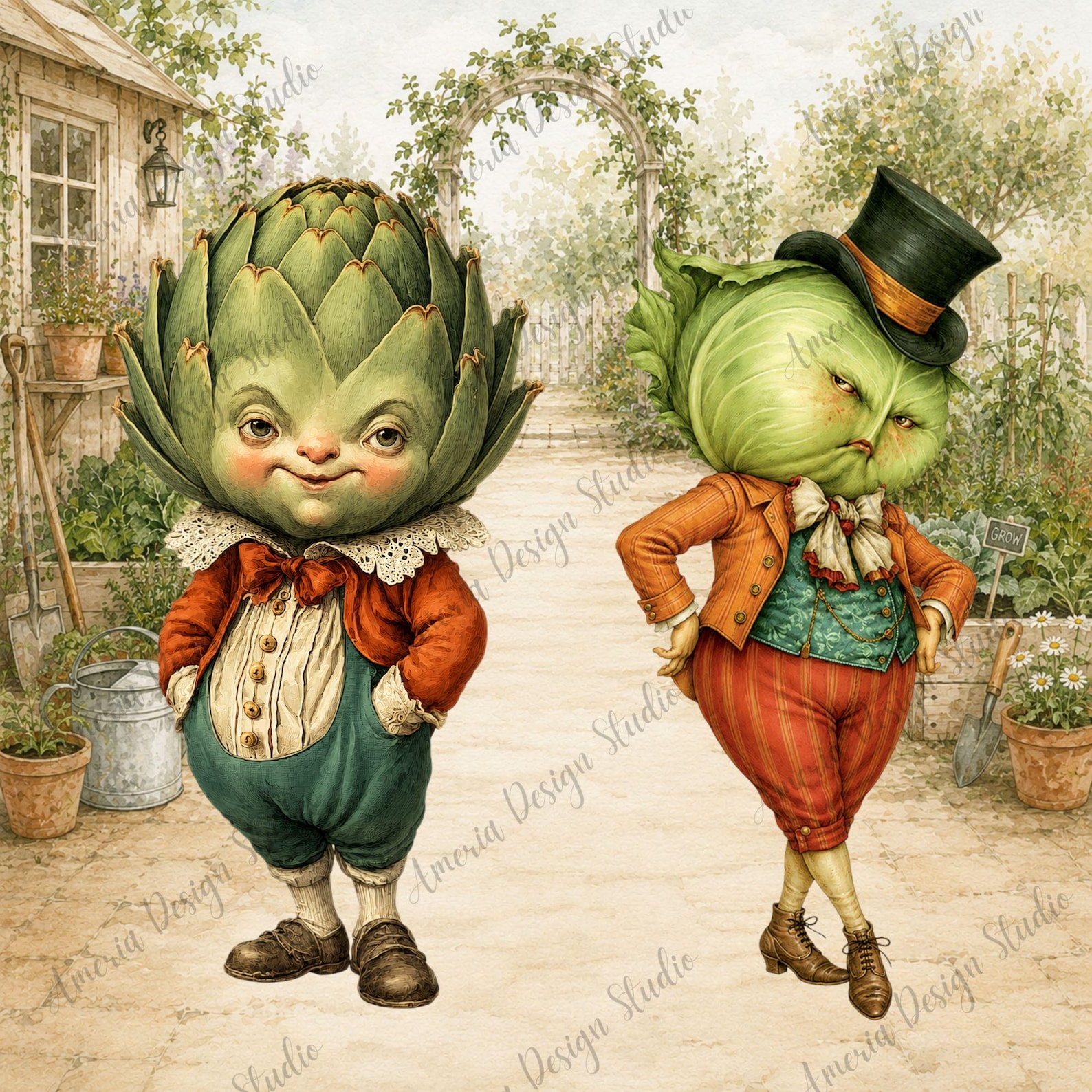 Printable Paper Dolls ,Vegetable Characters Clipart Bundle, 40 Surreal ...
