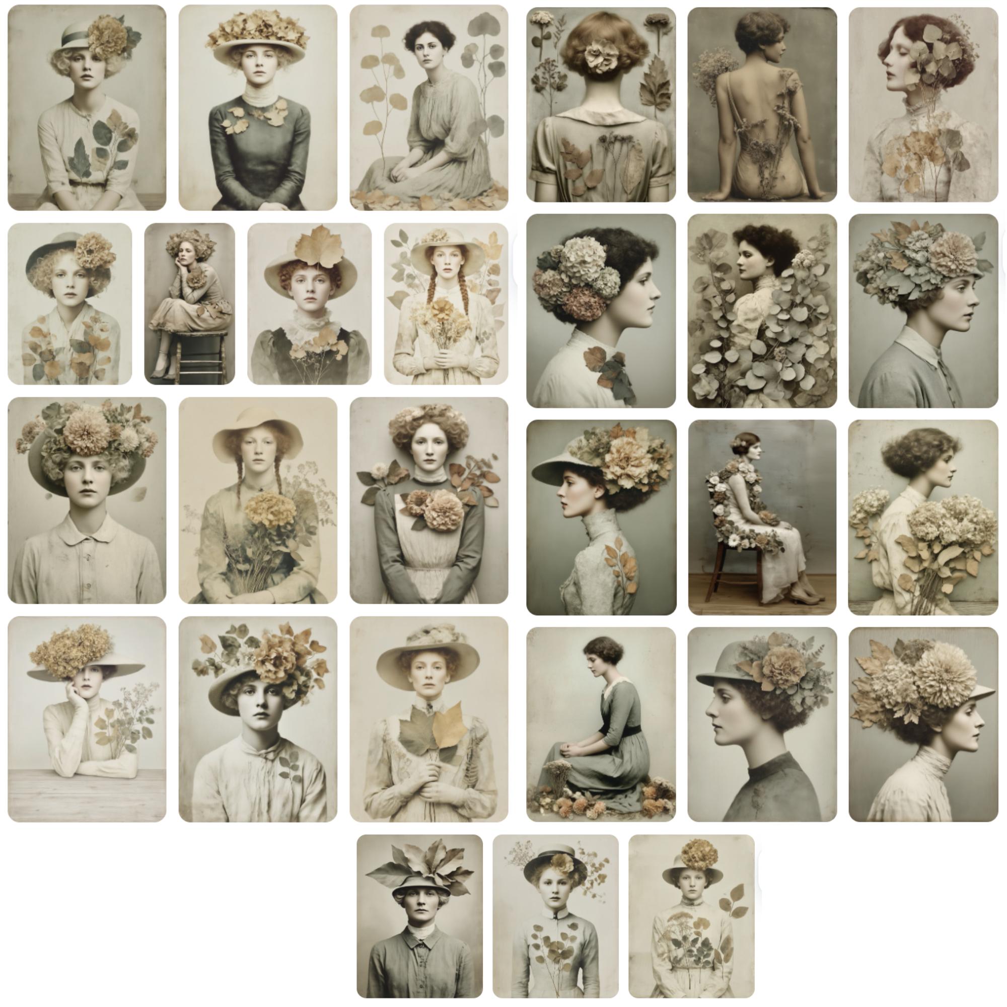 Vintage Sepia Autumn Portrait Clipart: Thanksgiving Faces (digital ...