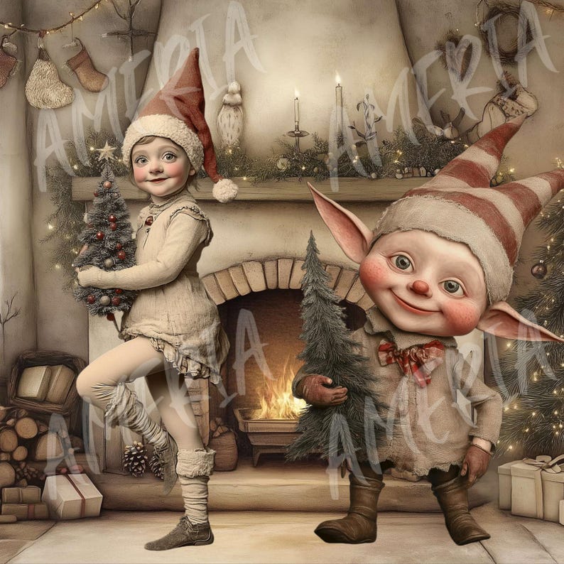 A Rustic Neutral Christmas Neutral Rustic Vintage Christmas Elves, Elf ...