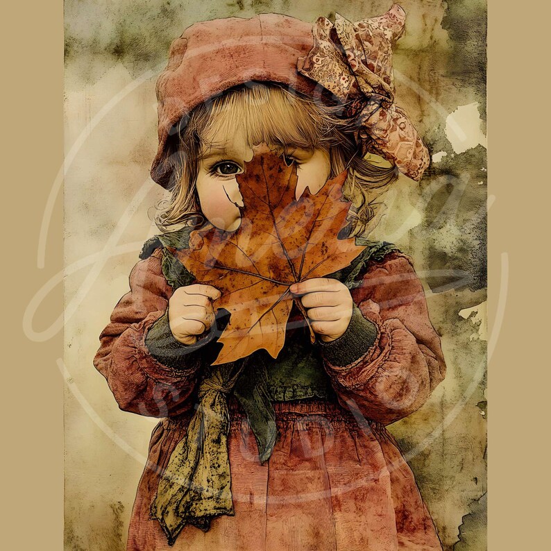 Autumn Faces Clipart: 77 Vintage Girl Illustrations (digital Download ...