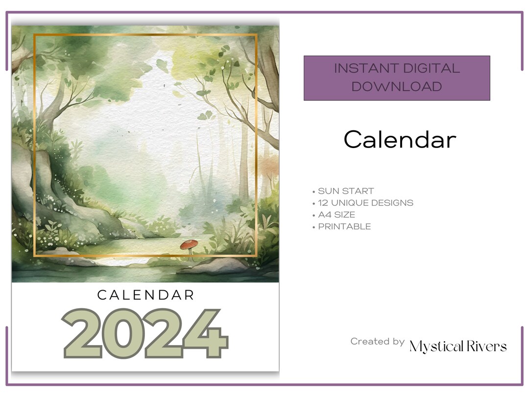 2024 Calendar | Month to View | Cottagecore Theme | 12 Months ...
