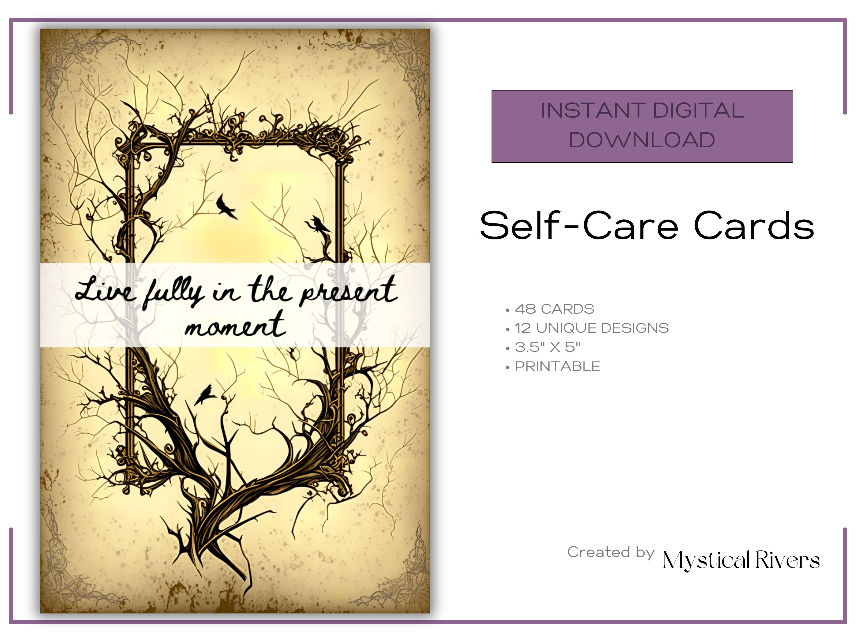 Self-care Cards Printable Cards Tree Themed Cards Tree Themed Gifts ...