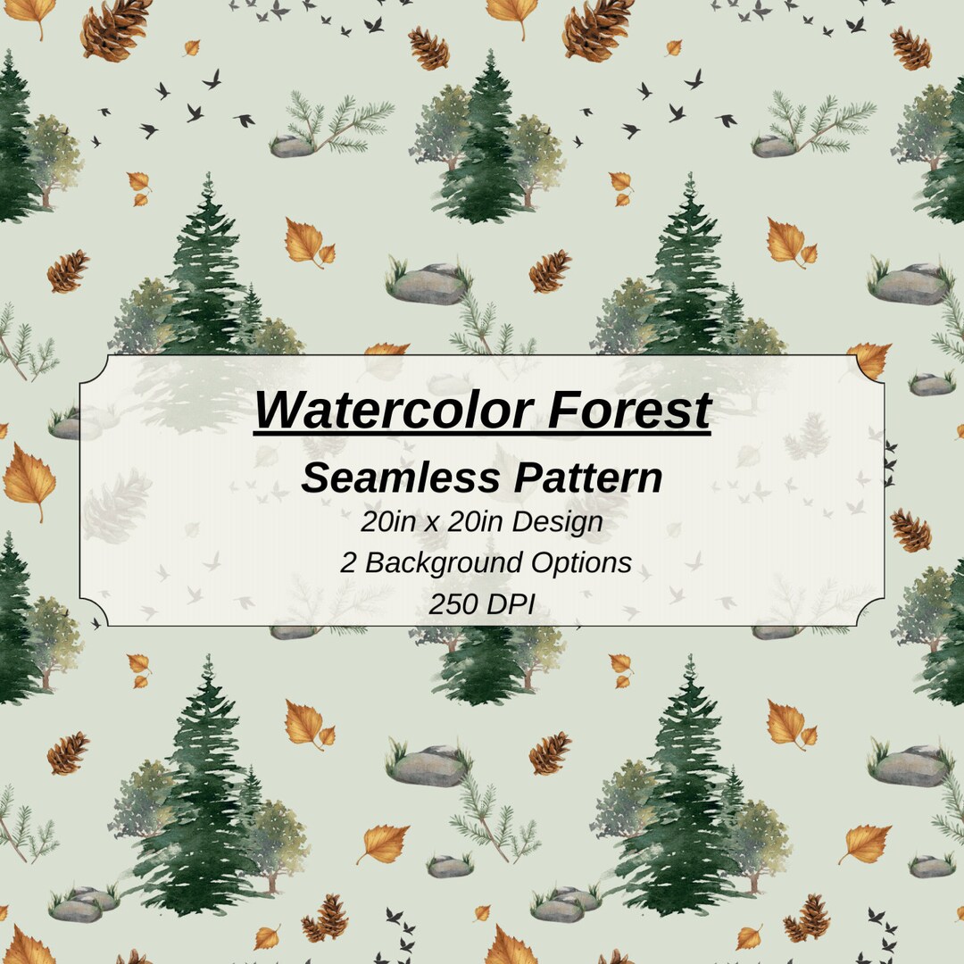 Watercolor Forest Seamless Pattern - Digital Paper | Scrapbook ...